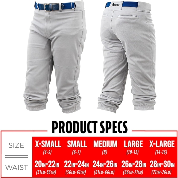 Franklin Sports | Bottoms | New Franklin Sports Youth Knicker Baseball Softball Pants Gray Xs ...